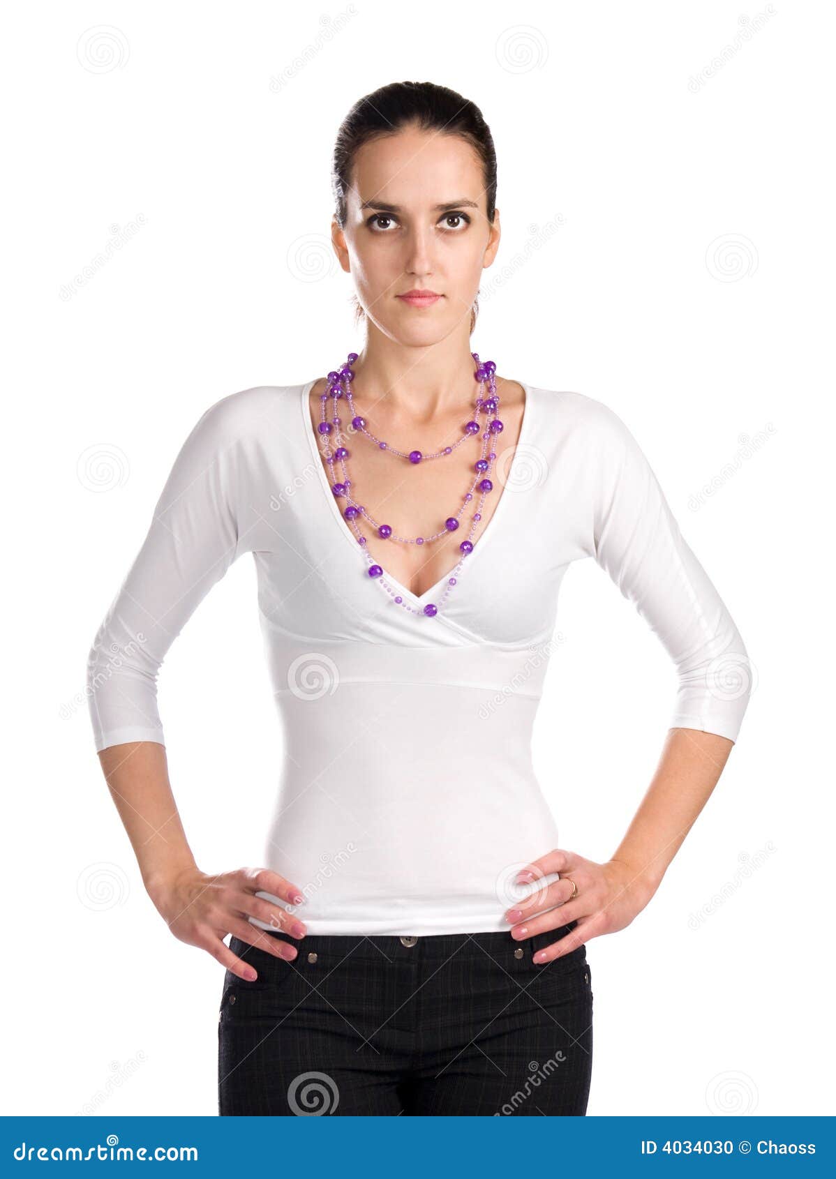 Serious Young Woman in Symmetric Pose Stock Photo - Image of wellbeing ...