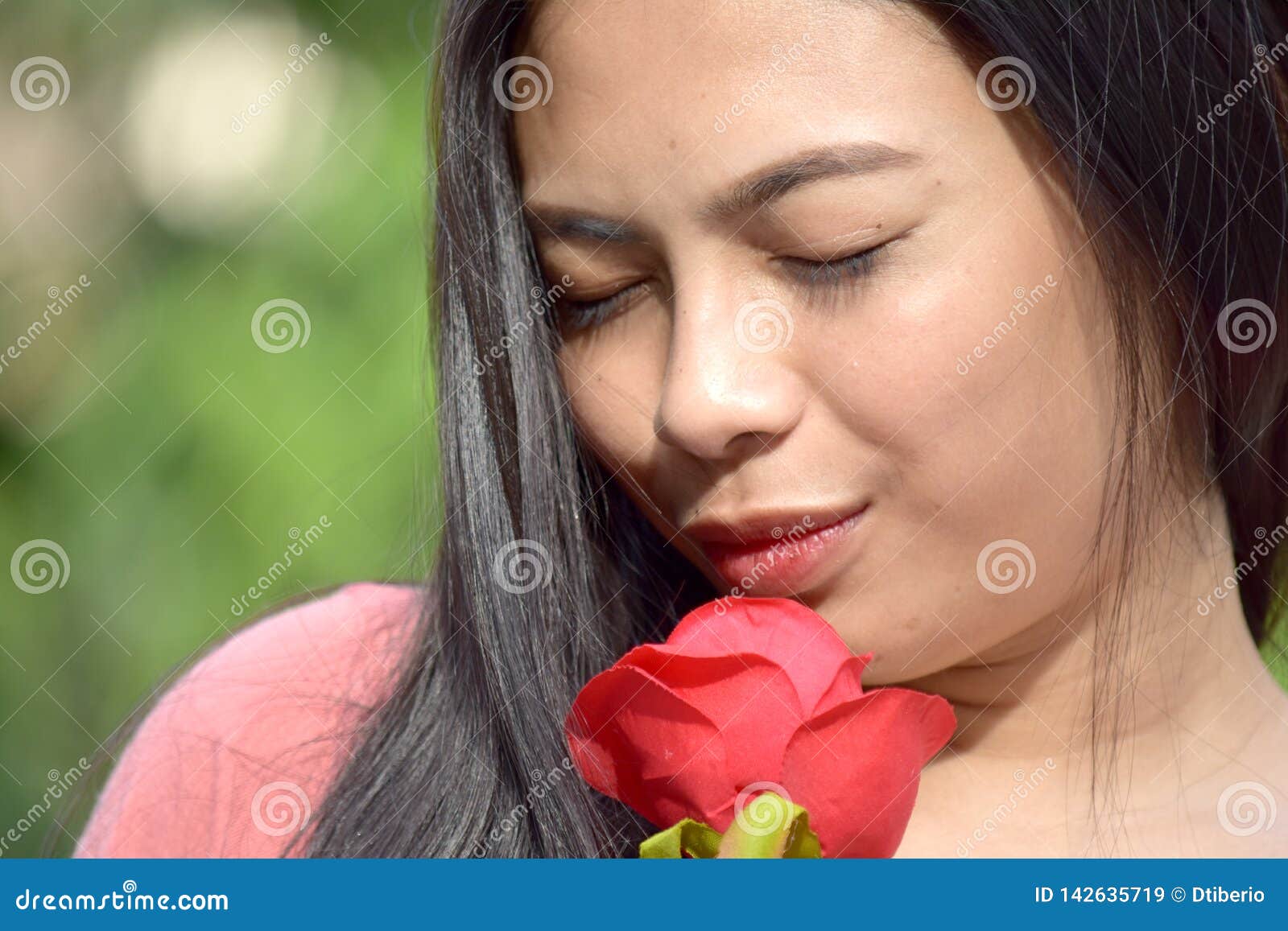 Serious Youthful Female with Flower Stock Image - Image of botany ...