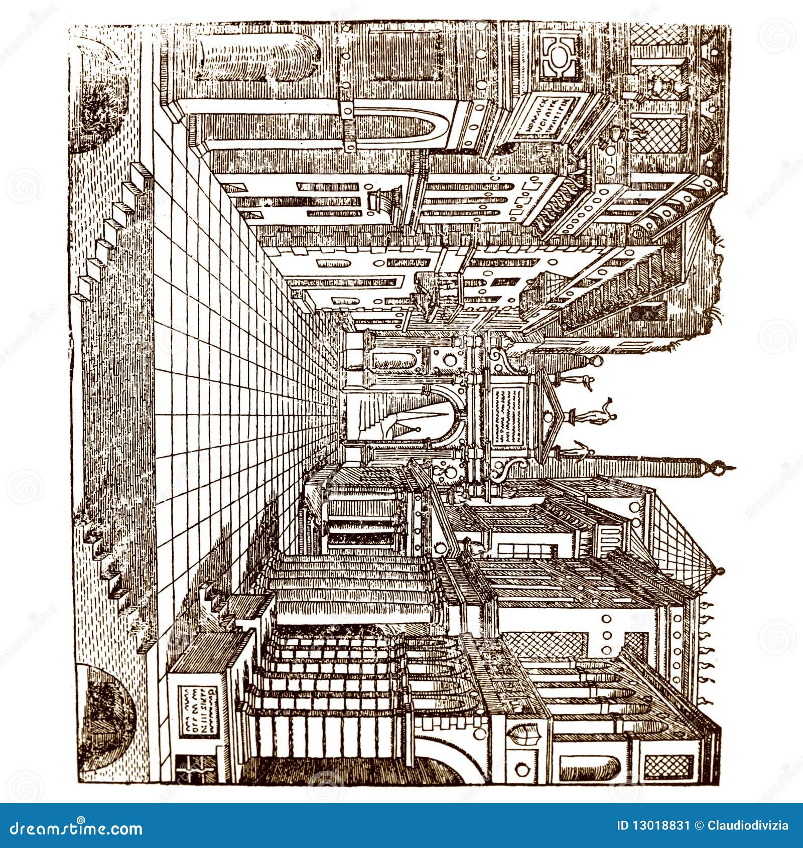 Serlio tragic stage set stock illustration. Illustration of line - 13018831