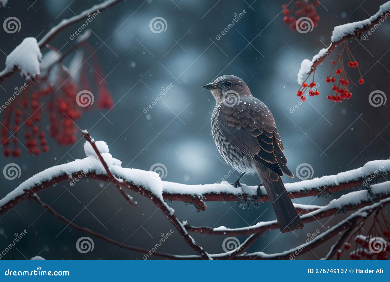 The Sermon of a Bird on a Snowy Branch. Generative AI Stock ...