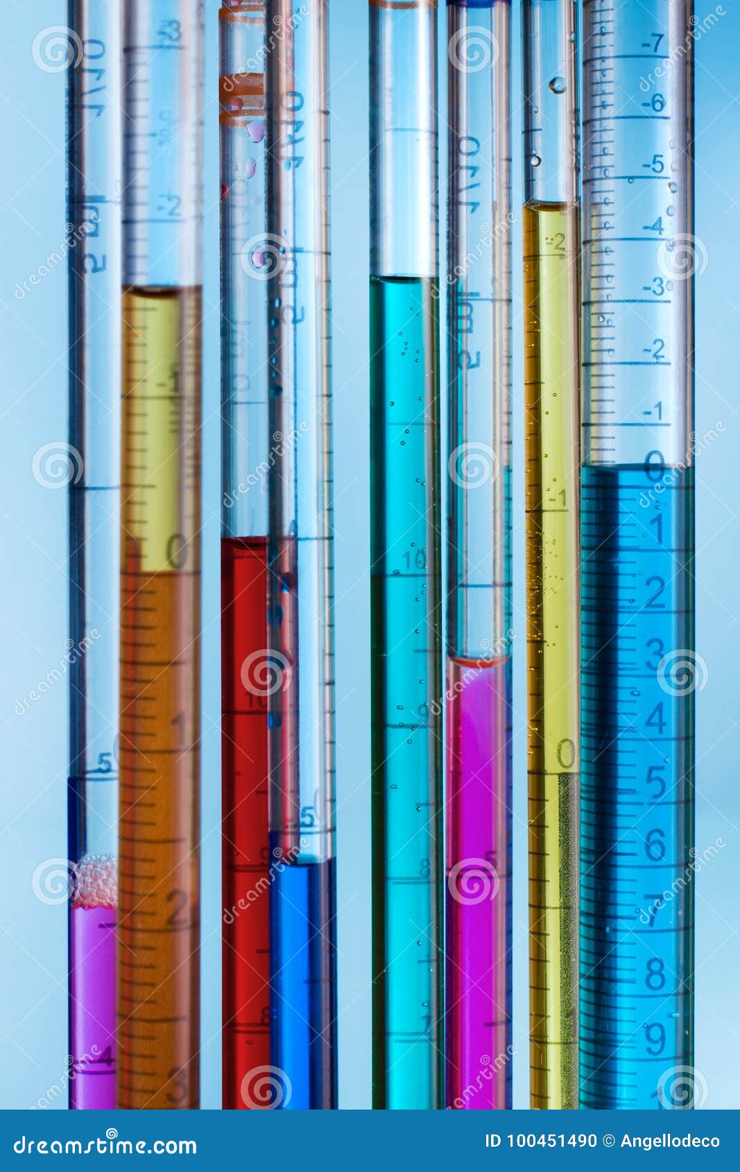 Serological Pipettes with Colored Fluid Samples Stock Photo - Image of ...