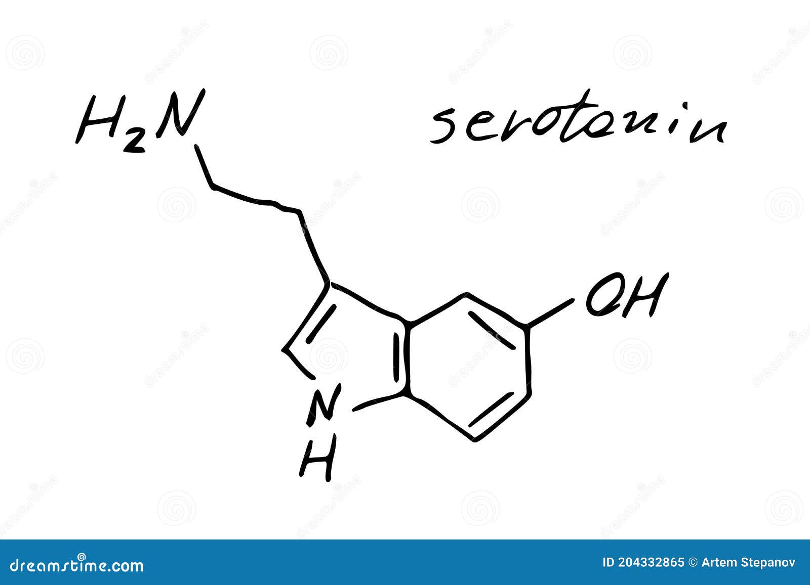 Serotonin Chemistry Molecule Formula Hand Drawn Imitation Stock ...