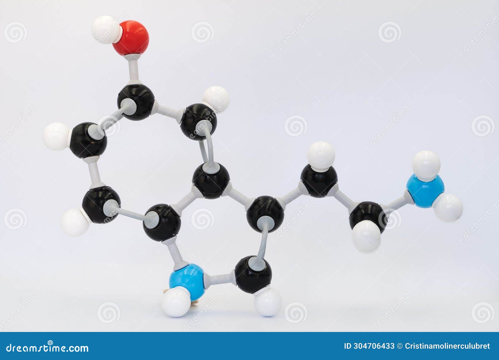 Serotonin (or 5-hydroxytryptamine) Molecule Made by Molecular Model on ...