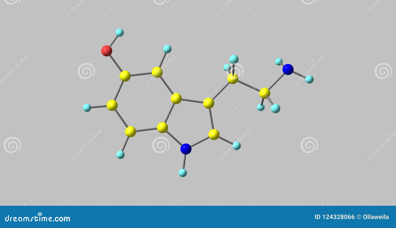 Serotonin Molecular Structure Isolated on Grey Stock Illustration ...
