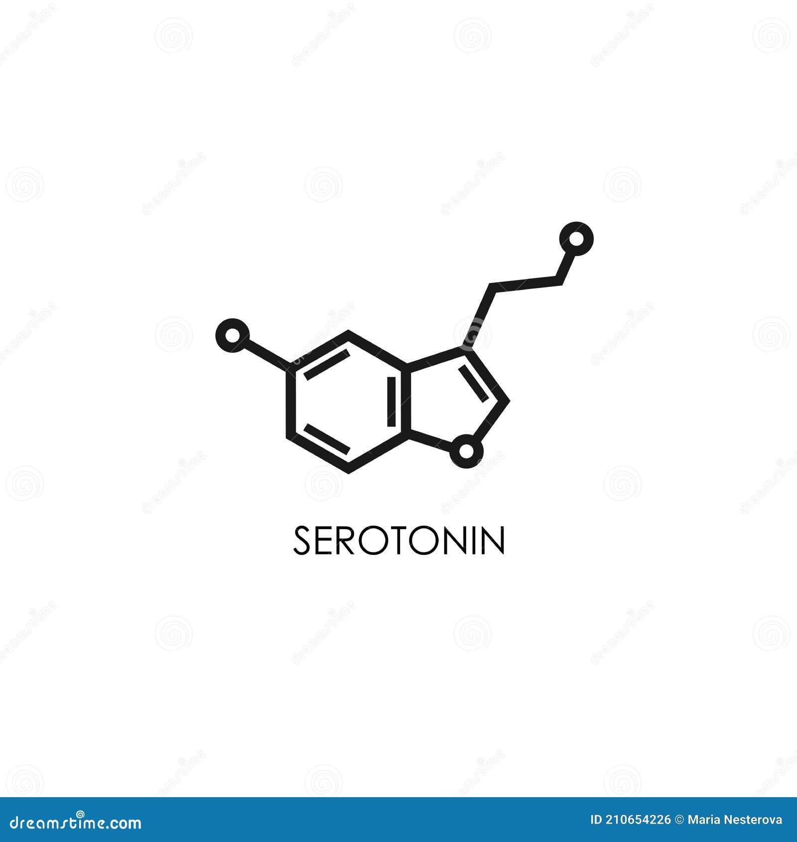 Serotonin Molecular Structure. Neurotransmitter Molecule Stock Vector ...
