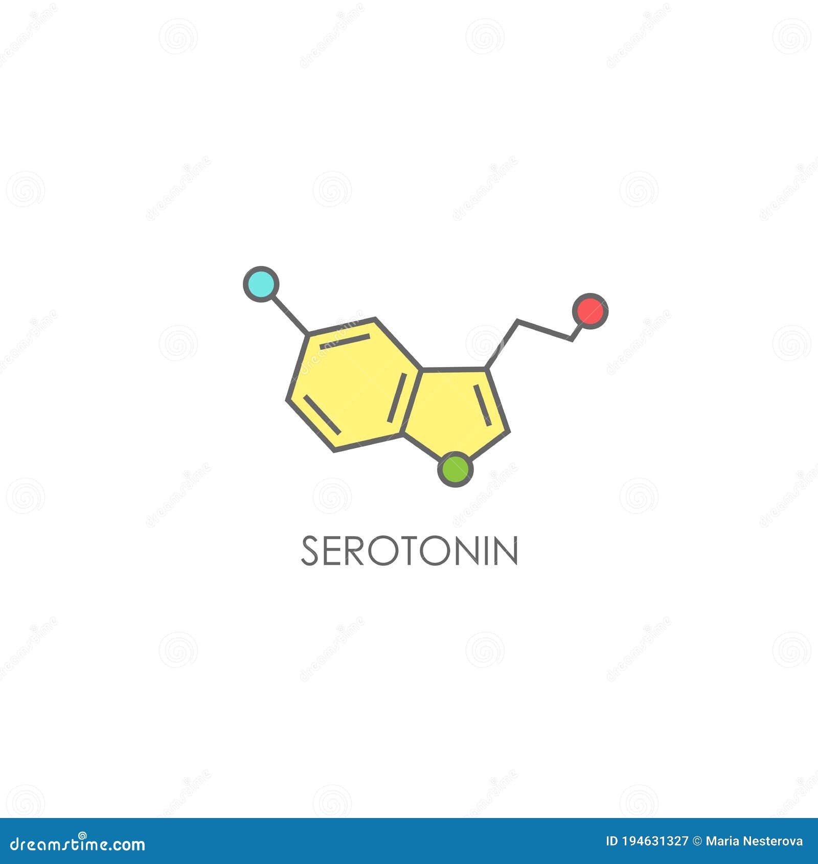 Serotonin Molecular Structure. Neurotransmitter Molecule Stock ...