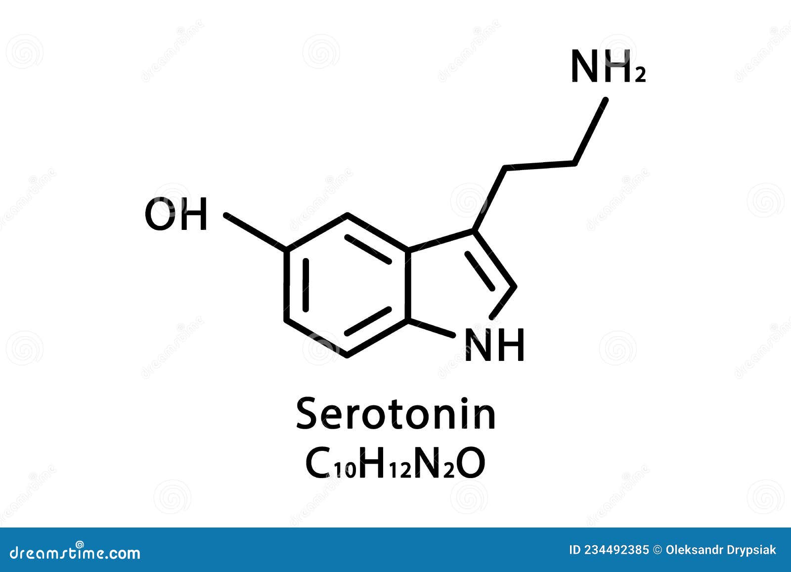 Illustration Of Serotonin Molecule Isolated Grey Background Stock ...