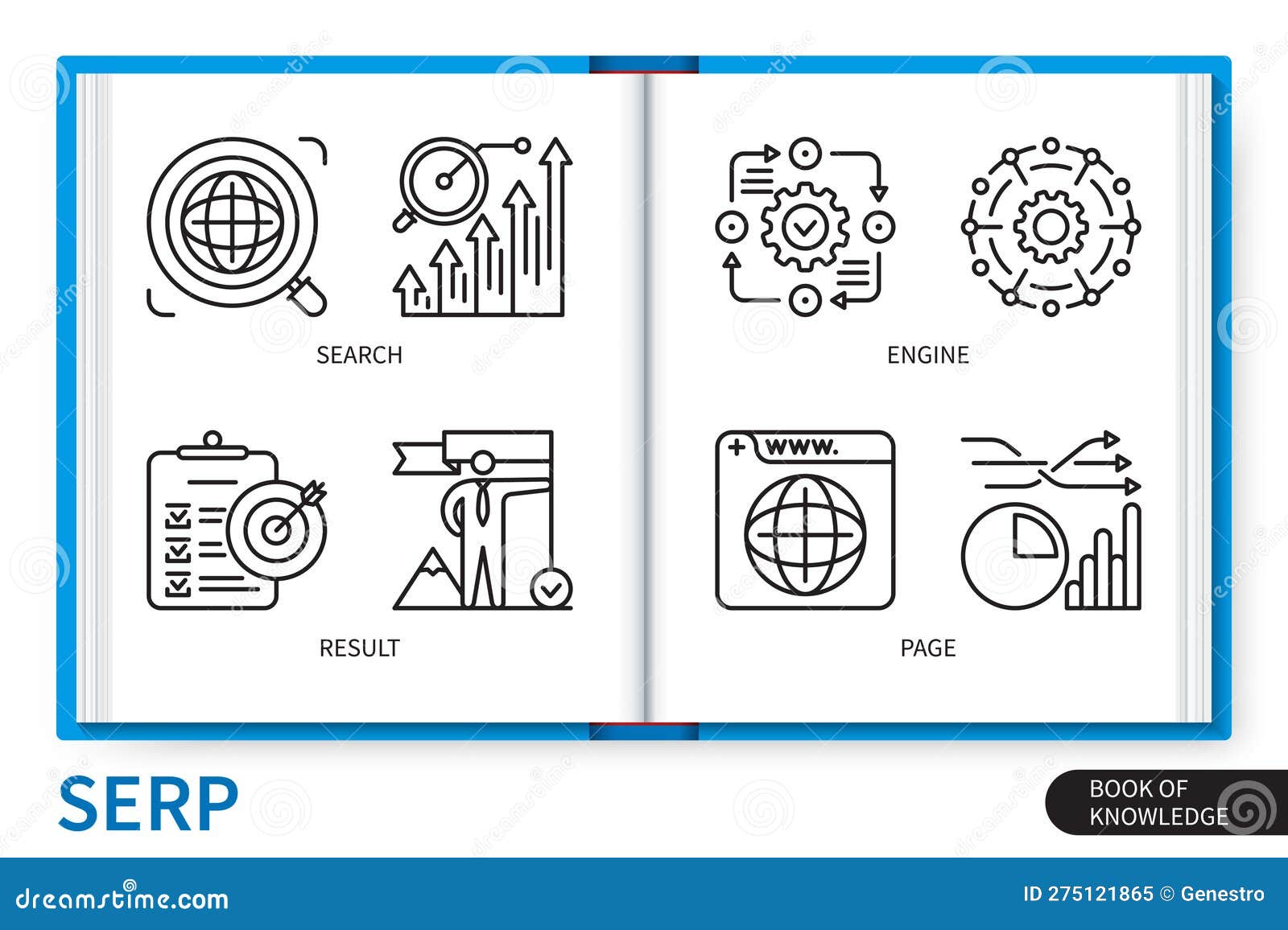 SERP Search Engine Result Page Linear Icons Collection Stock ...