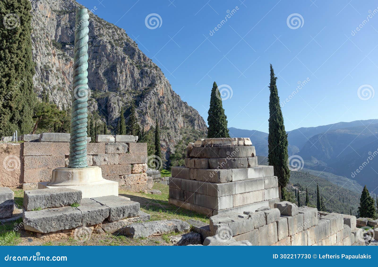 The Serpent Column in Delphi Archaeological Site, Greece Stock Photo ...