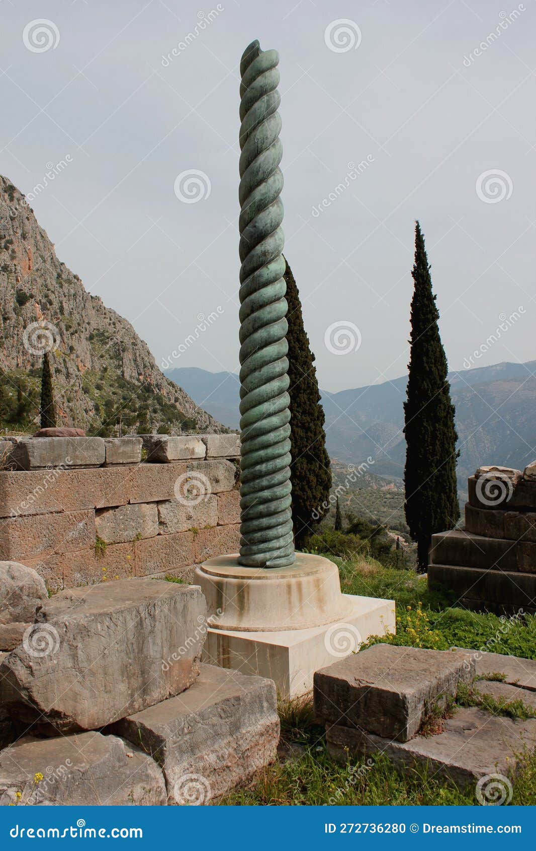 Serpent Column in Delphi stock photo. Image of architecture - 272736280