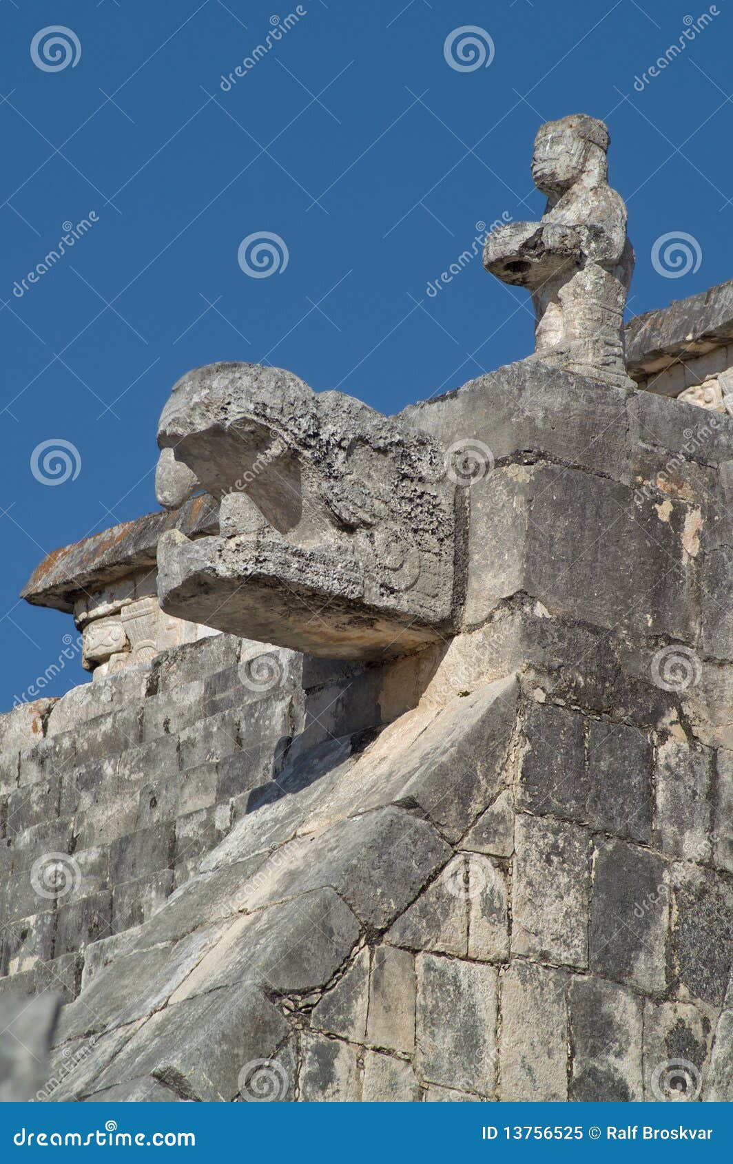 Serpent Head at the Temple of the Warriors Stock Image - Image of snake ...