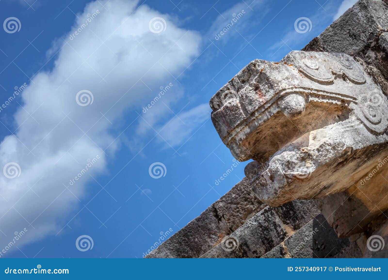 Serpent Head in the Venus Platform in Chichen Itza, Yucatan, Mexico ...