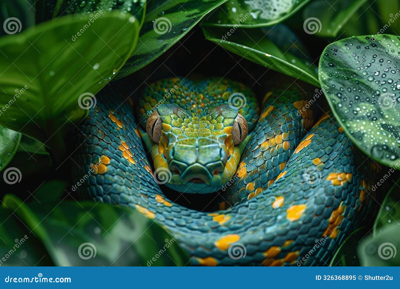 A Serpent Slithering through the Tempting Greenery Stock Illustration ...
