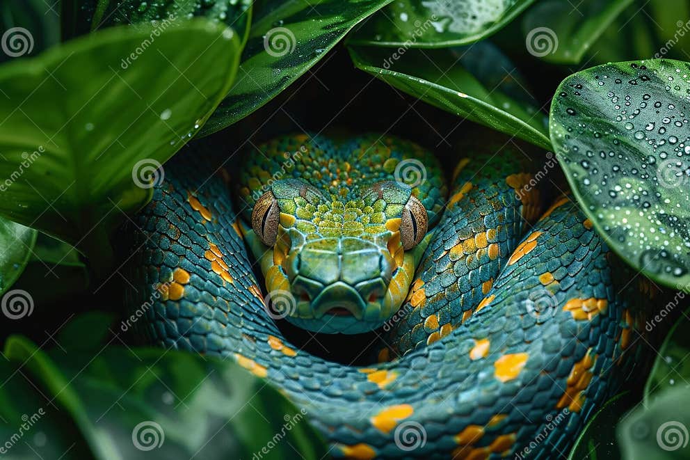 A Serpent Slithering through the Tempting Greenery Stock Illustration ...