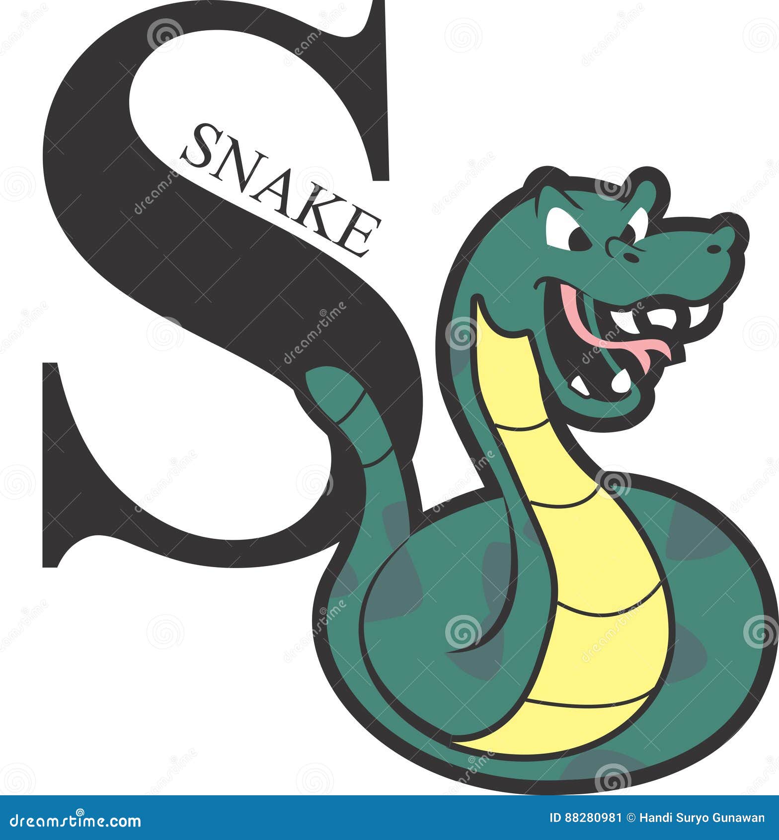 Serpent Vert D'alphabet Animal Illustration Stock - Illustration du ...