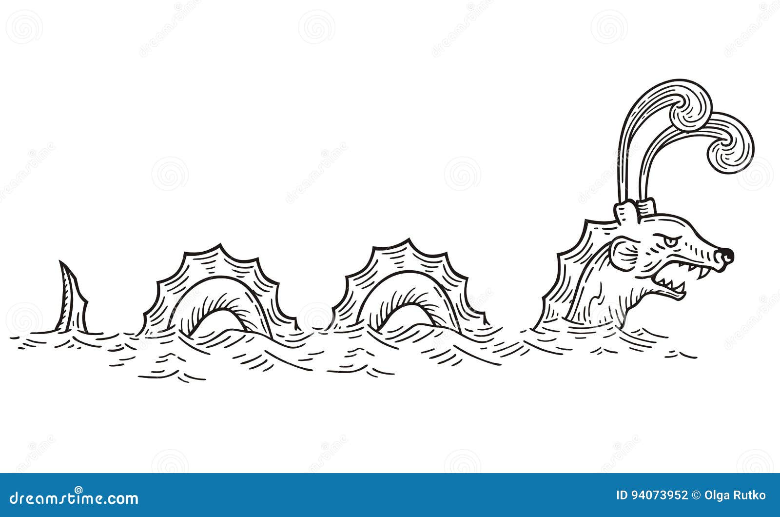 Serpente de mar ilustração do vetor. Ilustração de estrangeiro - 94073952