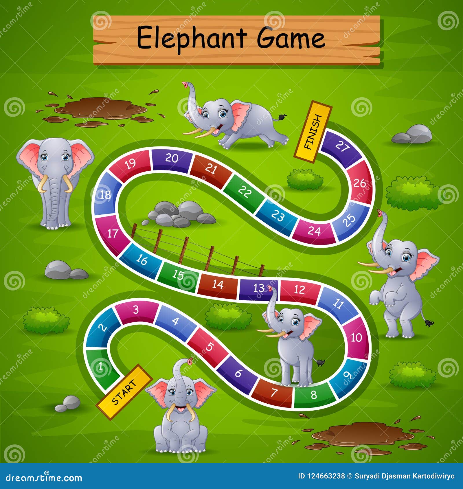 Serpenti E Tema Dell'elefante Del Gioco Delle Scale Illustrazione ...