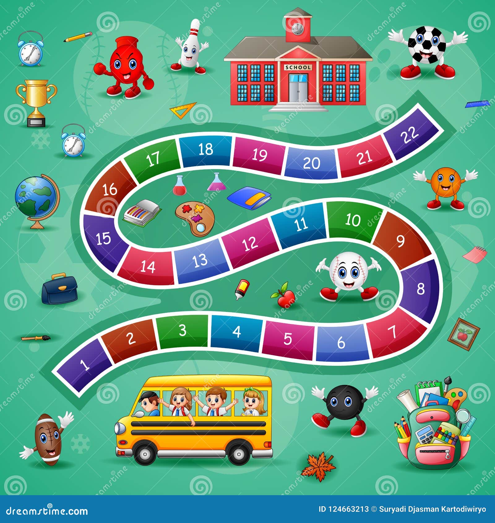 Serpenti E Tema Della Scuola Del Gioco Delle Scale Illustrazione ...