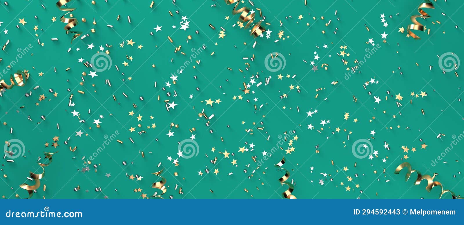 Serpentine Streamers with Confetti and Small Stars Stock Illustration ...