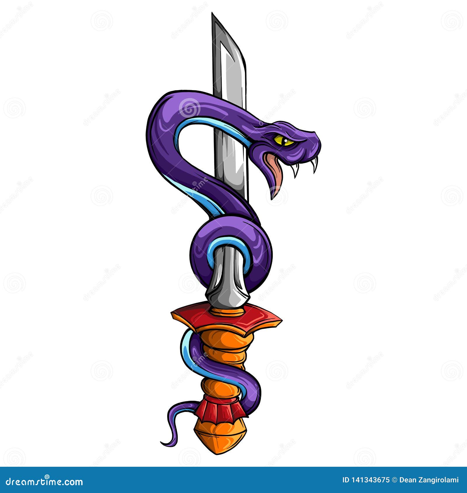 Serpiente Torcida Al Ejemplo Del Vector De La Espada Ilustración del ...