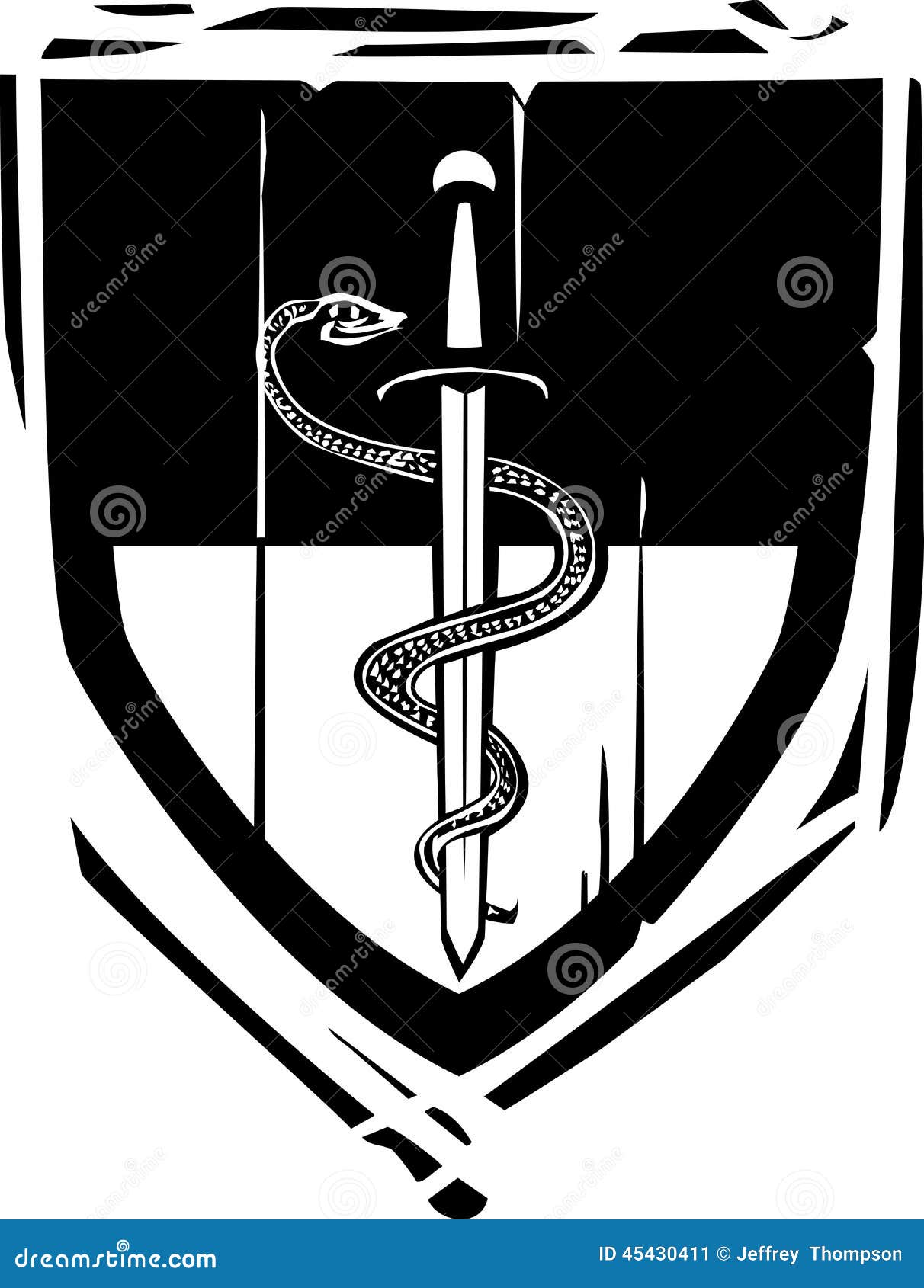 Serpiente Y Espada Heráldicas Del Escudo Ilustración del Vector ...