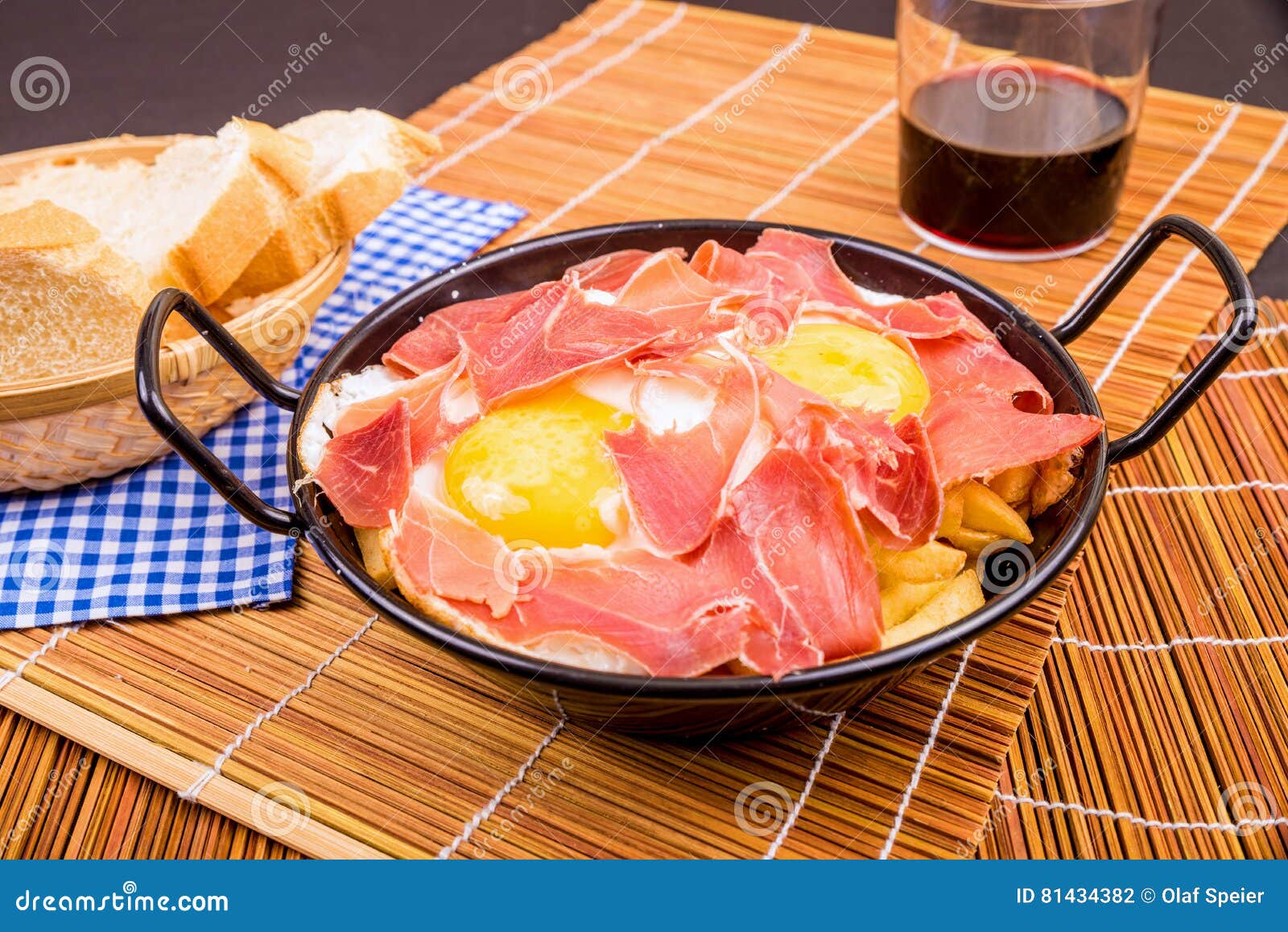 Serrano ham with eggs stock photo. Image of pincho, starter - 81434382