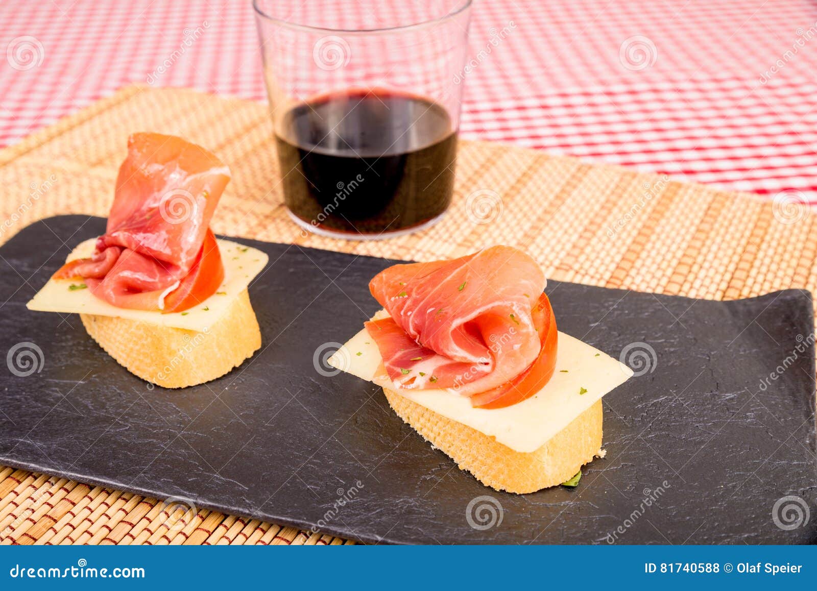 Serrano ham tapa stock photo. Image of portion, serrano - 81740588