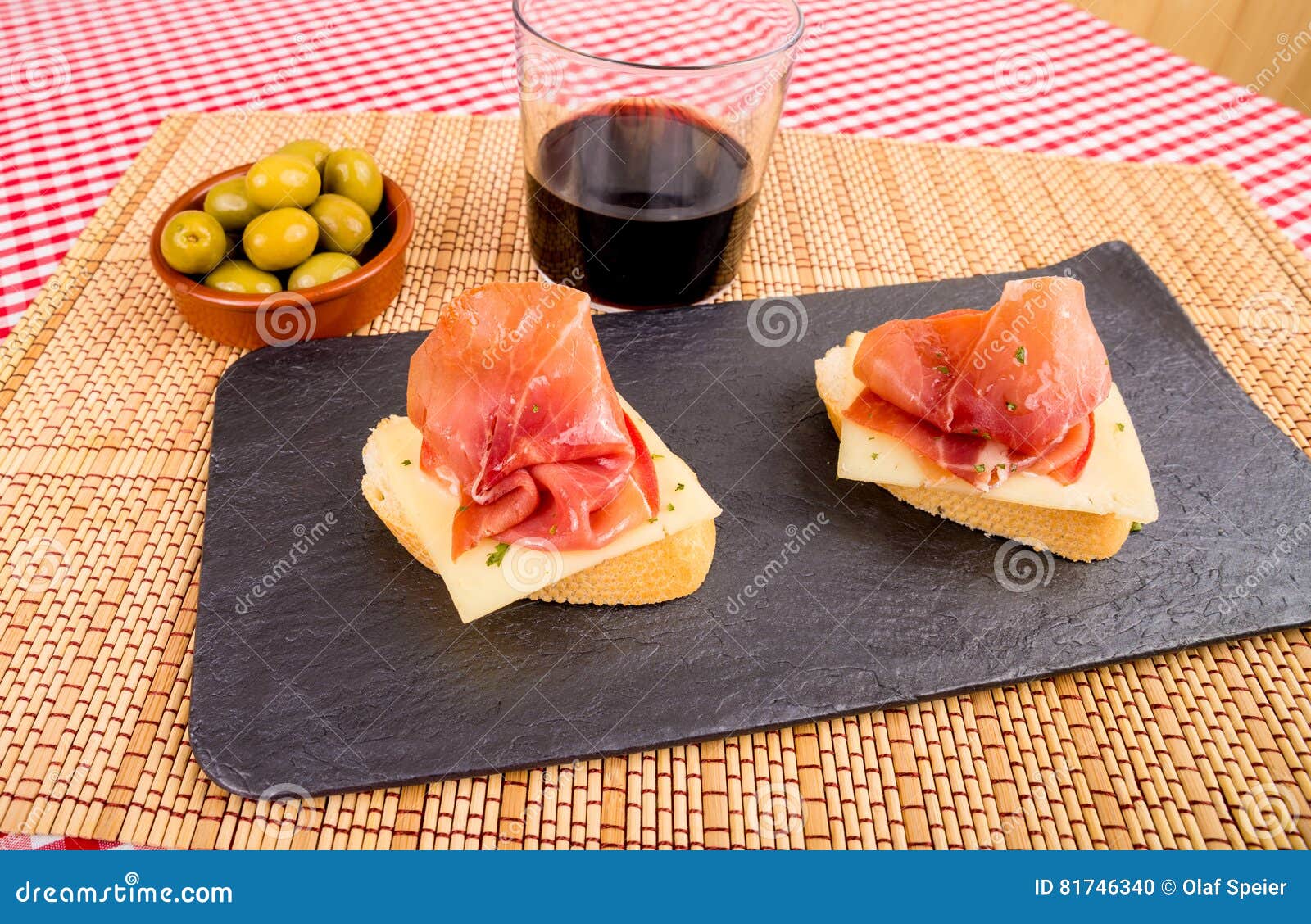 Serrano ham tapa stock photo. Image of snack, europe - 81746340