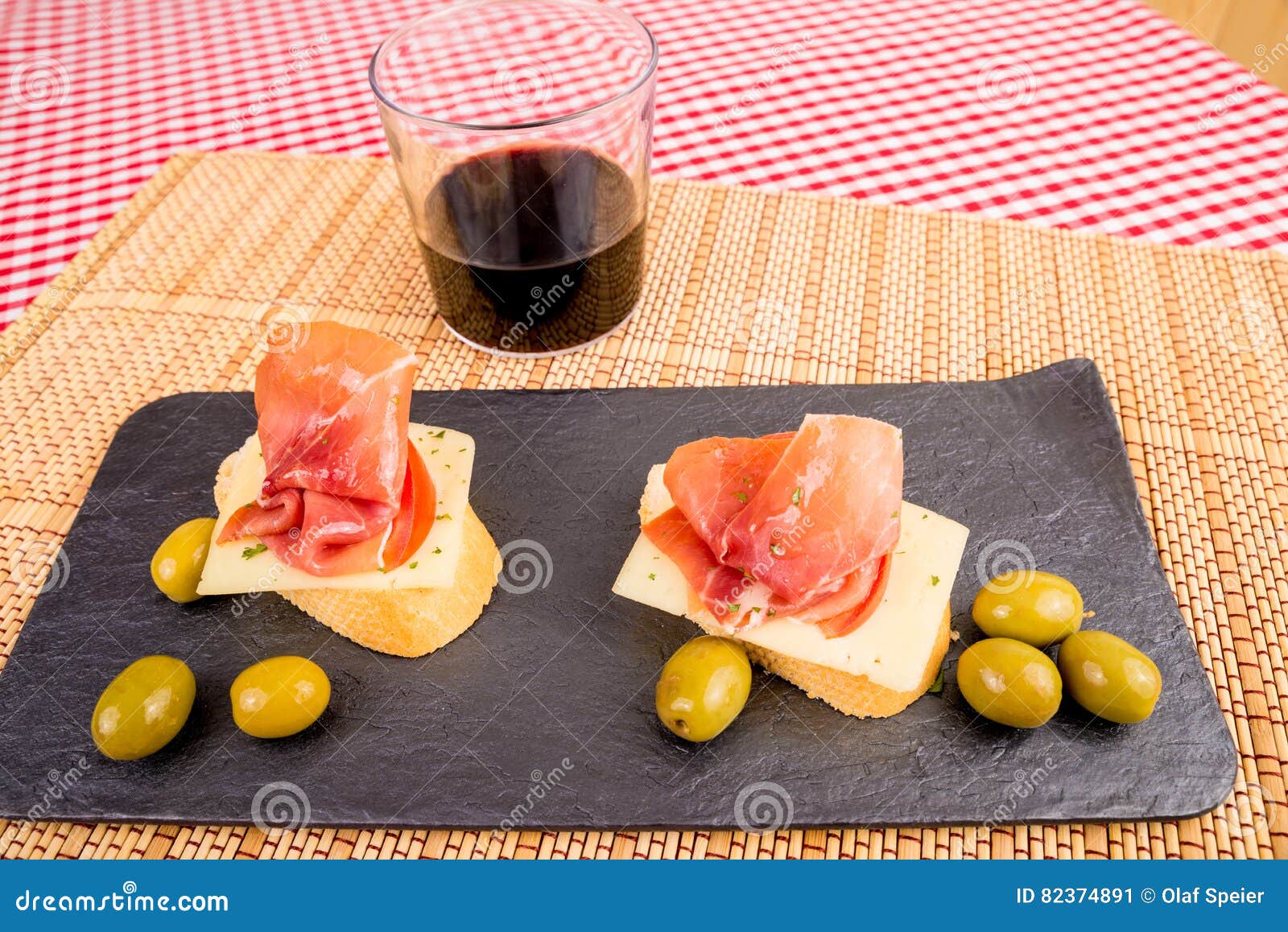 Serrano ham tapa stock image. Image of europe, food, appetizer - 82374891