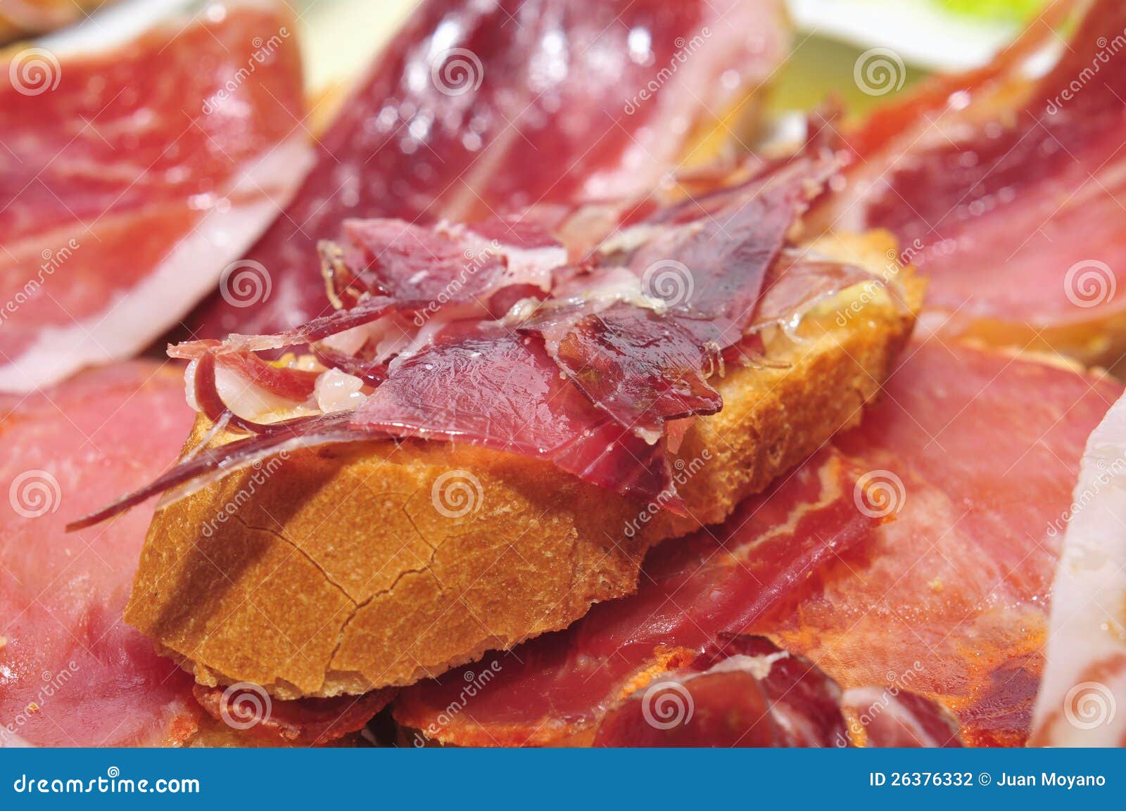 Serrano ham tapas stock photo. Image of bread, jabugo - 26376332