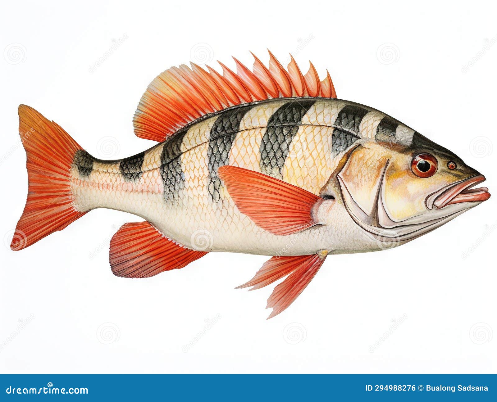 Serranus Scriba Fish Painted Comber Stock Illustration - Illustration ...