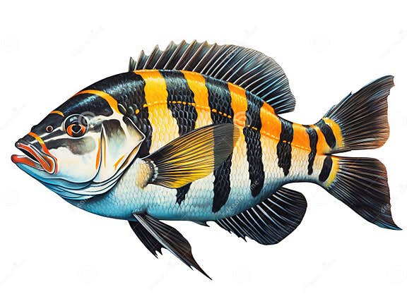 Serranus Scriba Fish Painted Comber Stock Illustration - Illustration ...