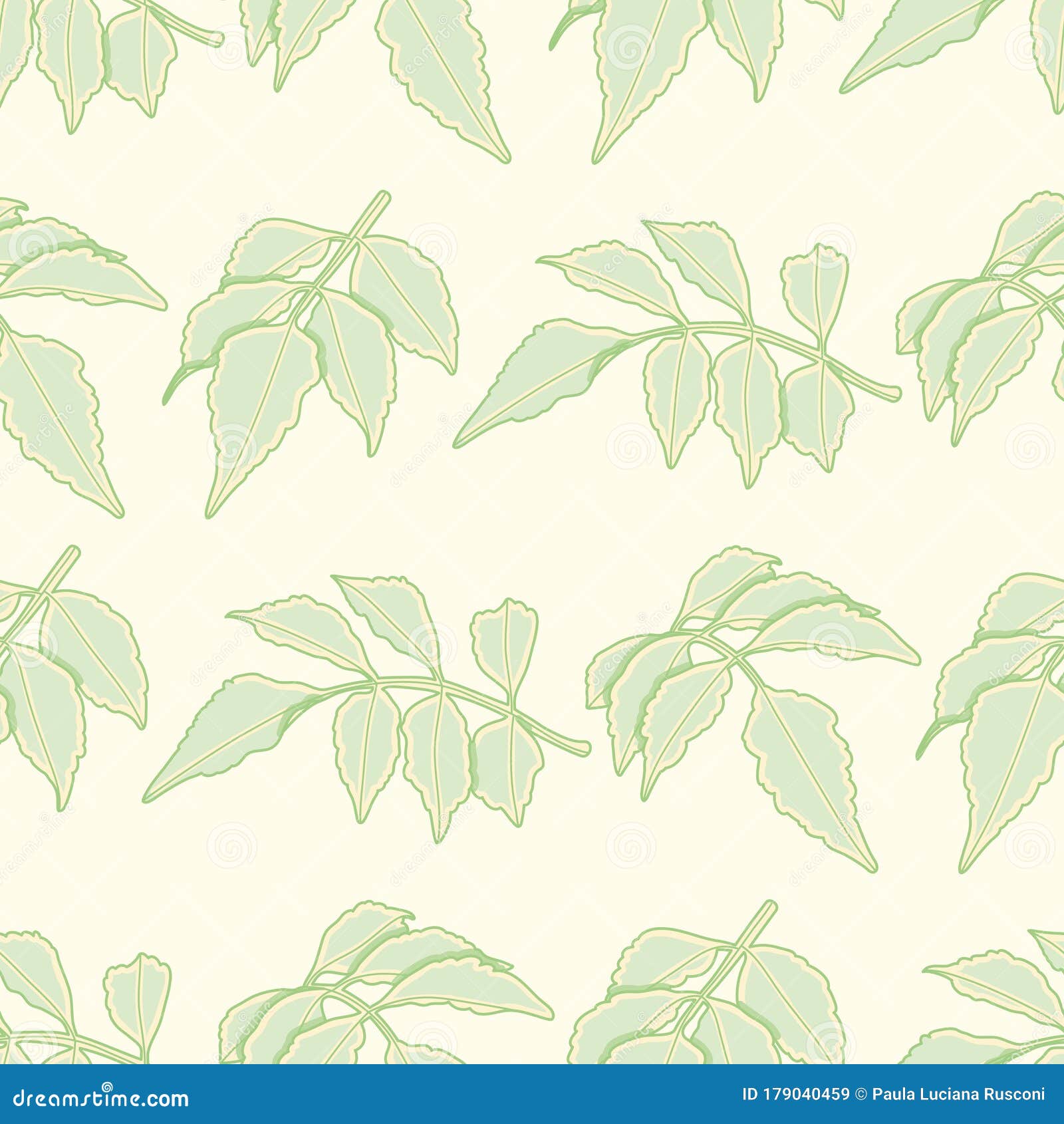 Serrated Leaf Branch Vector Repeat Pattern Stock Vector - Illustration ...