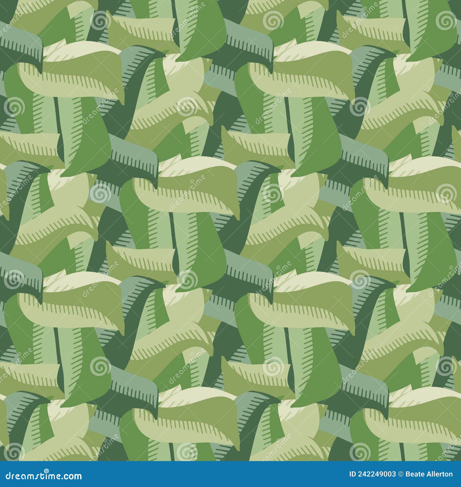 Serrated Leaves Abstract 1920s Bauhaus Style Seamless Vector Pattern ...