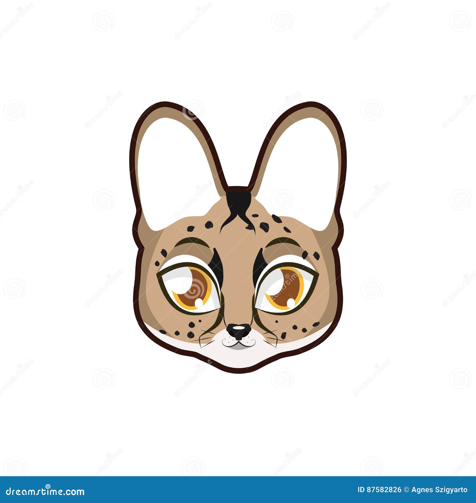 Serval Portrait Illustration Stock Vector - Illustration of smile ...