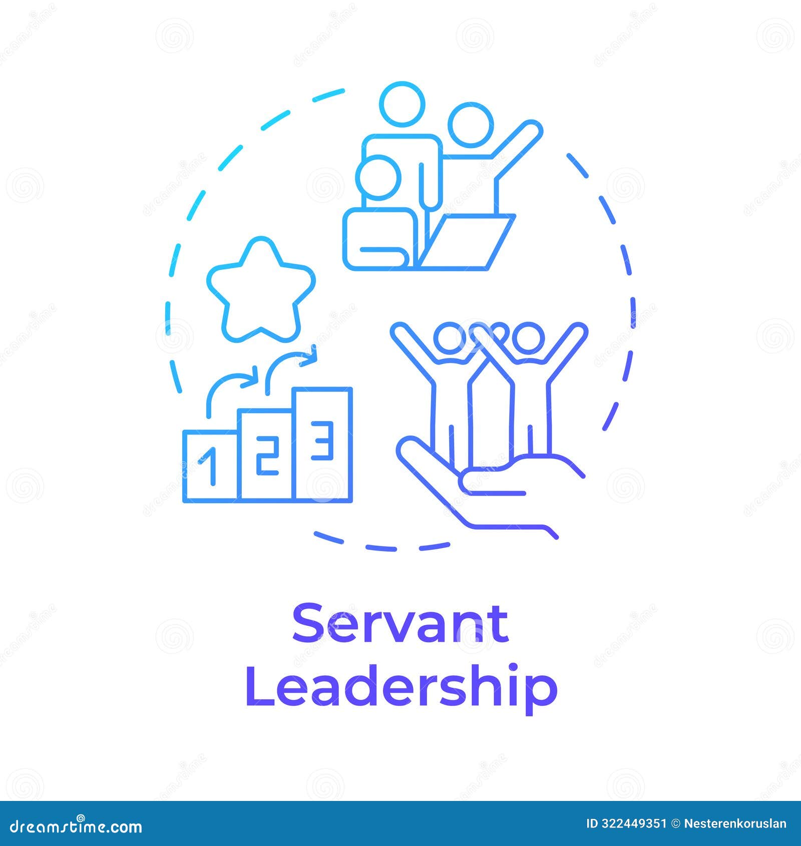 Servant Leadership Blue Gradient Concept Icon Cartoon Vector ...
