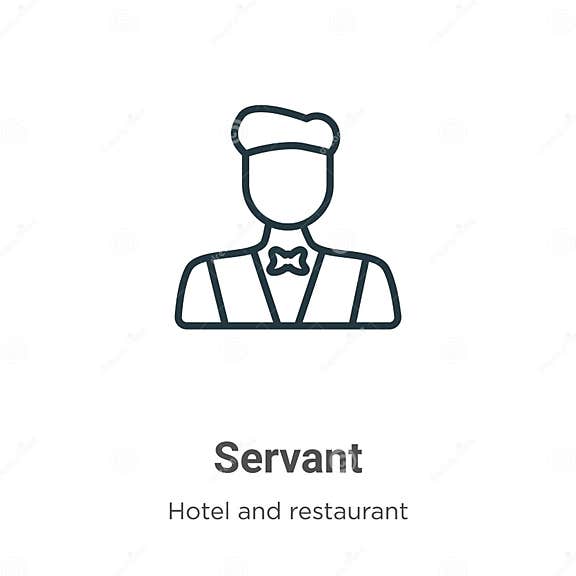 Servant Outline Vector Icon. Thin Line Black Servant Icon, Flat Vector ...