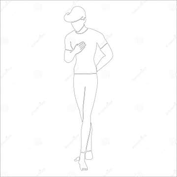 Servant Pose Character Outline Illustration on White Background Stock ...