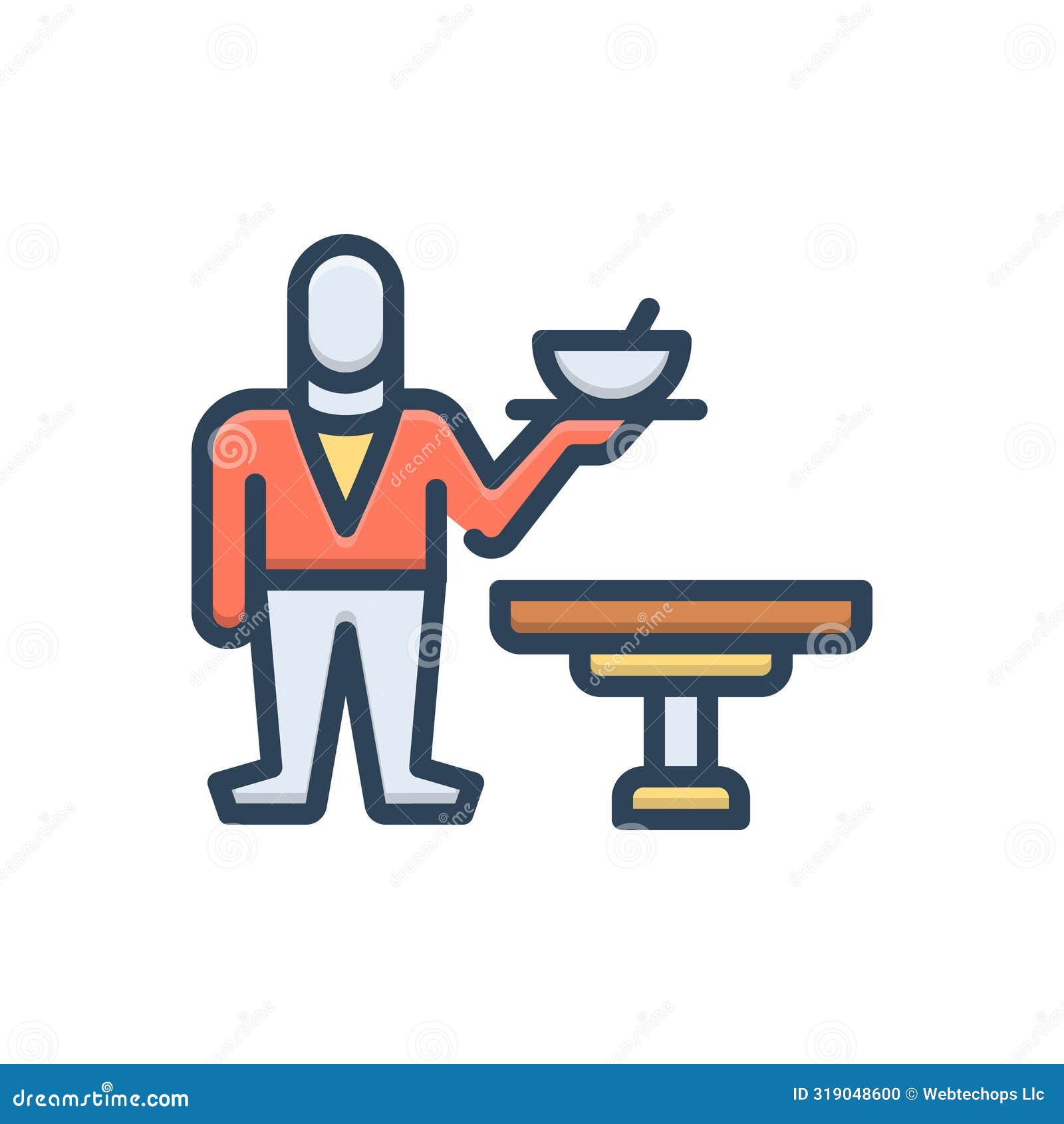 Color Illustration Icon for Serve, Waiter and Staff Stock Illustration ...