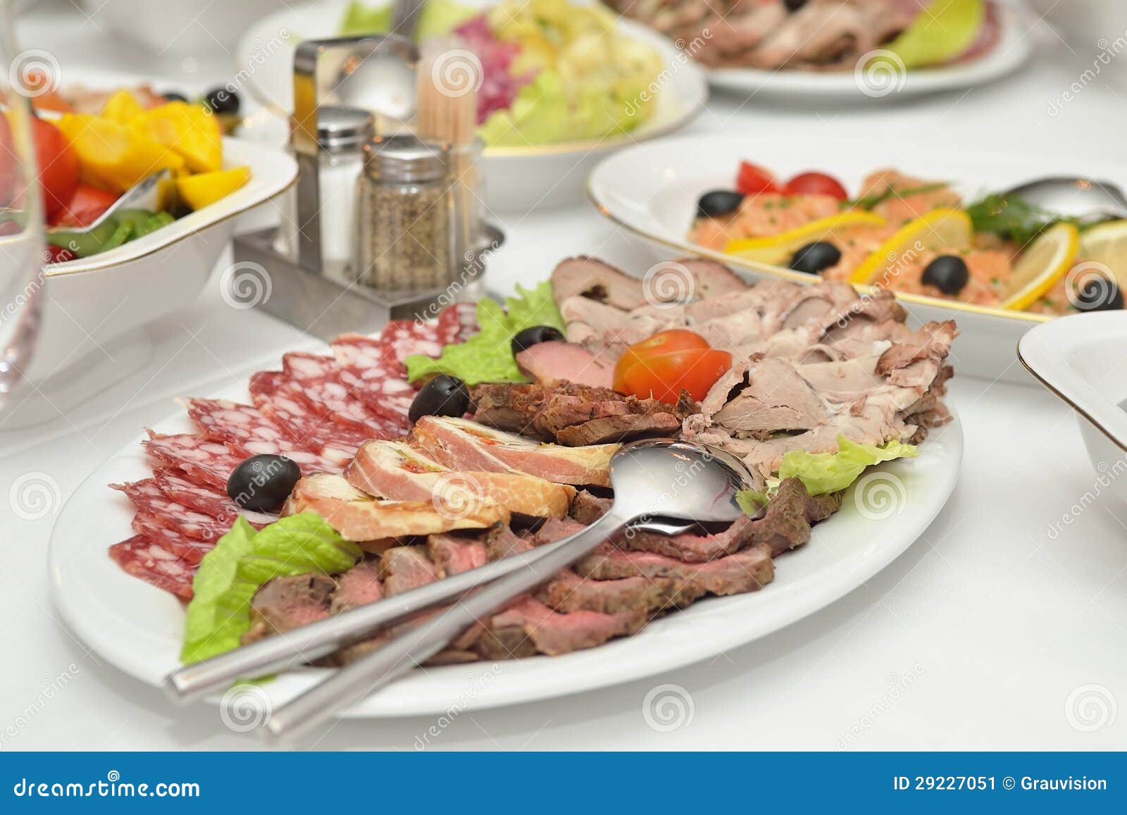 Served appetizer of meat stock image. Image of appetizers - 29227051