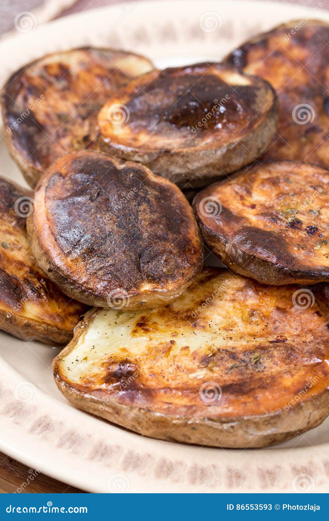 Served Baked Potatoes with Shell on the Plate Stock Image - Image of ...