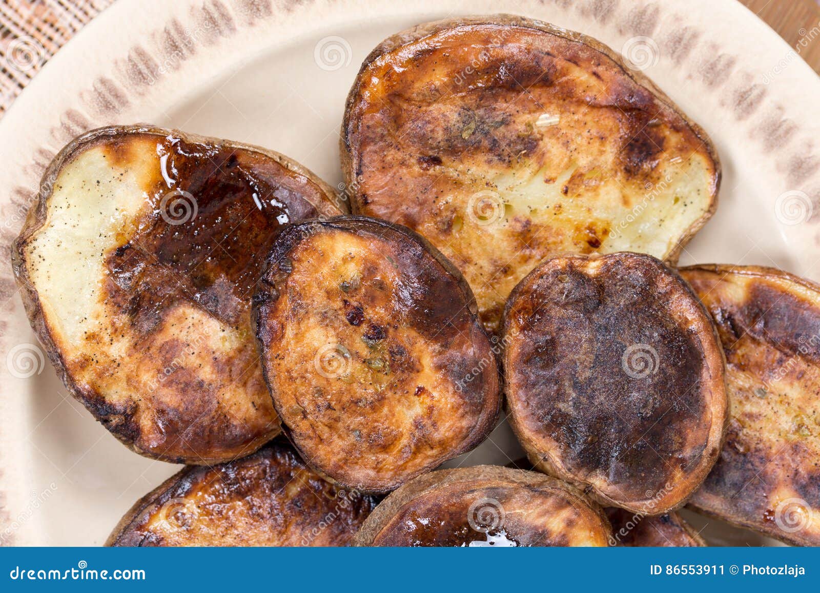 Served Baked Potatoes with Shell on the Plate Stock Image - Image of ...