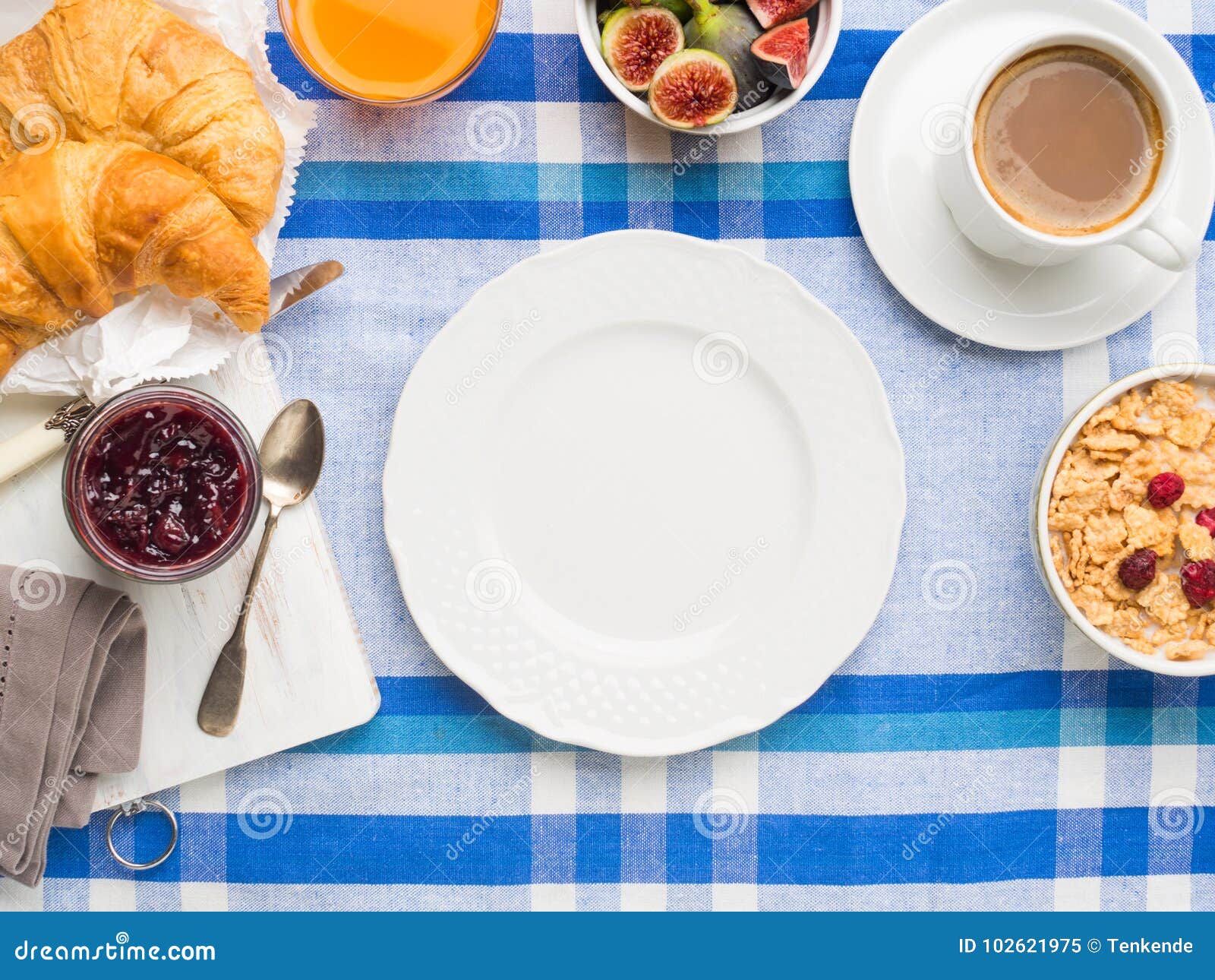 Served Breakfast Frame and White Dish Stock Image - Image of bread ...