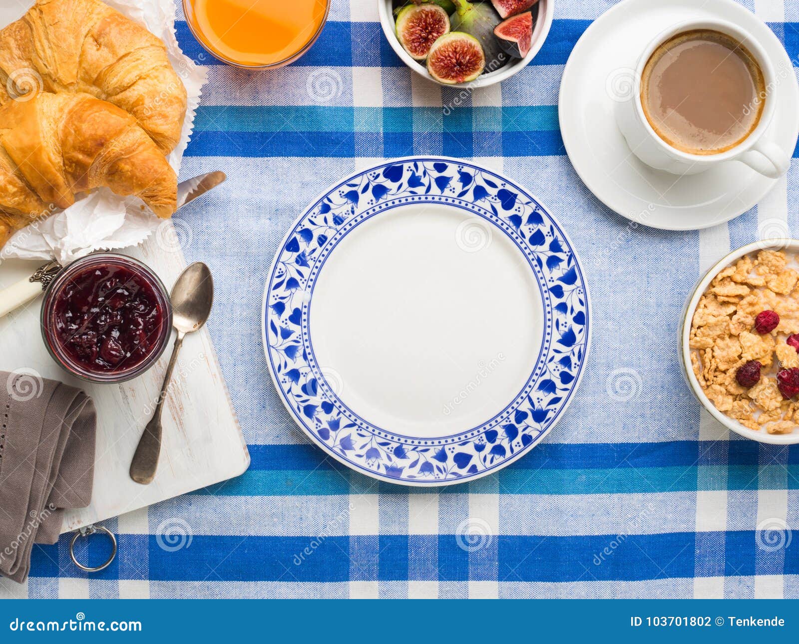 Served Breakfast Frame and White Dish Stock Photo - Image of setting ...