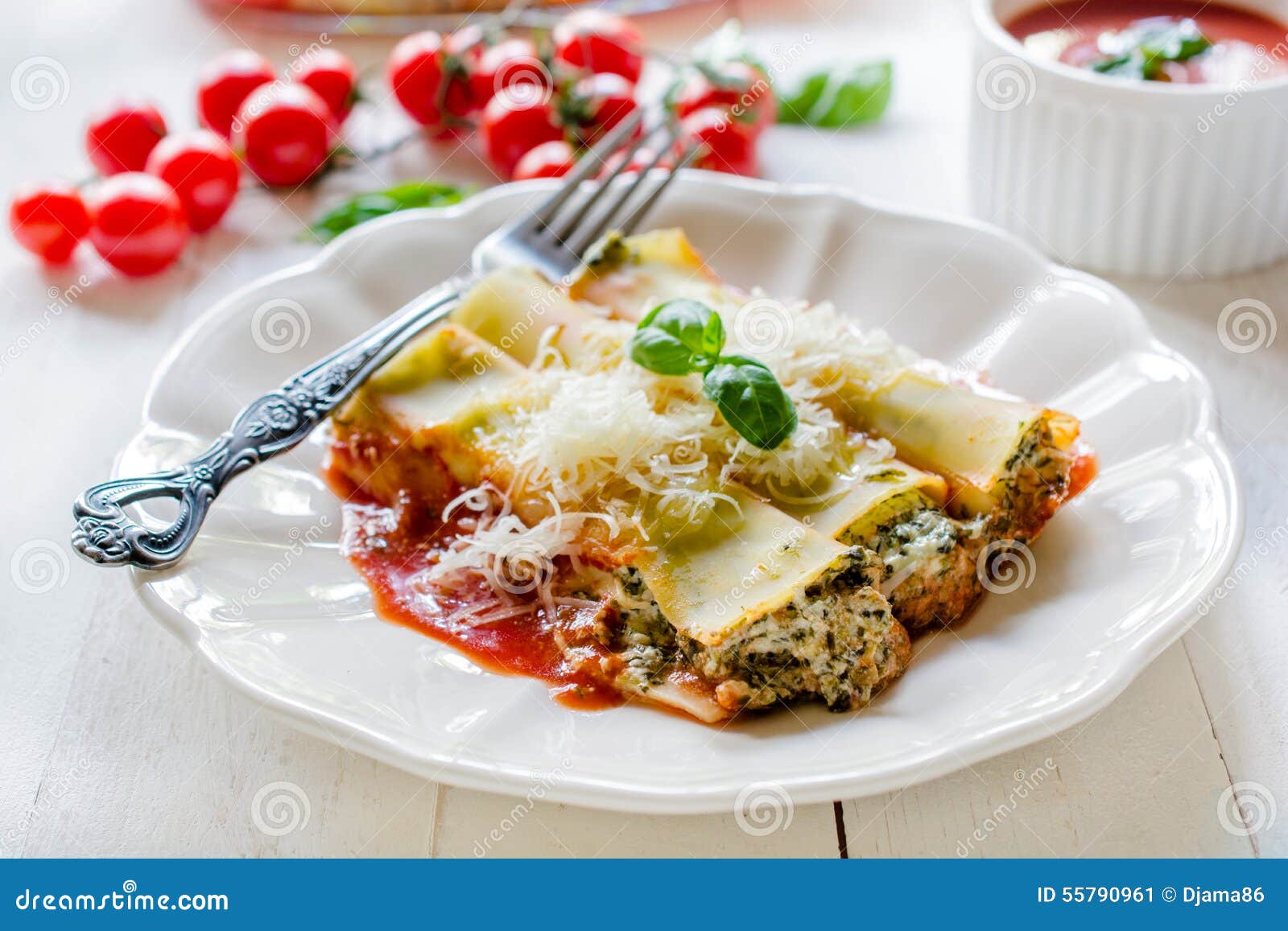 Served Cannoli Stuffed with Chhese and Spinach Stock Image - Image of ...