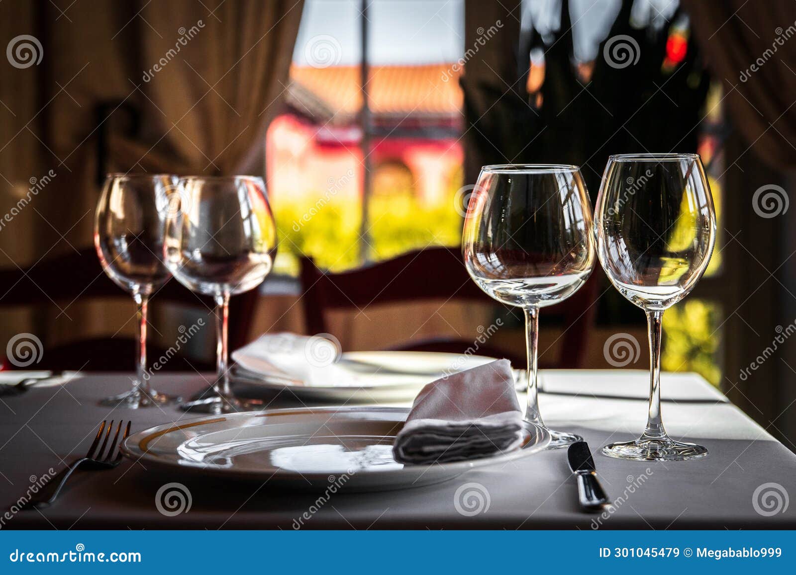 Served Dining Table by the Window in a Luxury Restaurant Stock Image ...