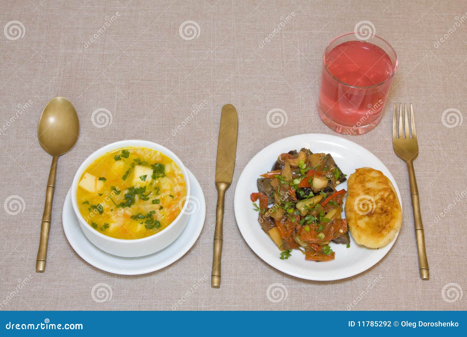 Served dinner stock photo. Image of lunch, herbs, fried - 11785292