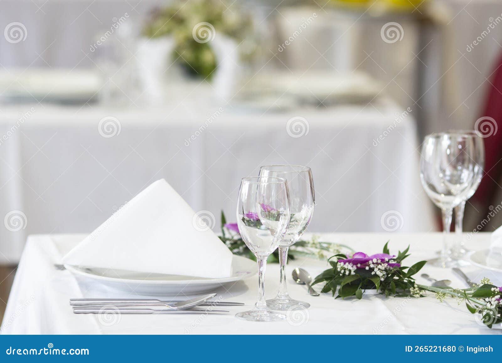 Served Dinner Table in a Restaurant. Restaurant Interior Stock Photo ...