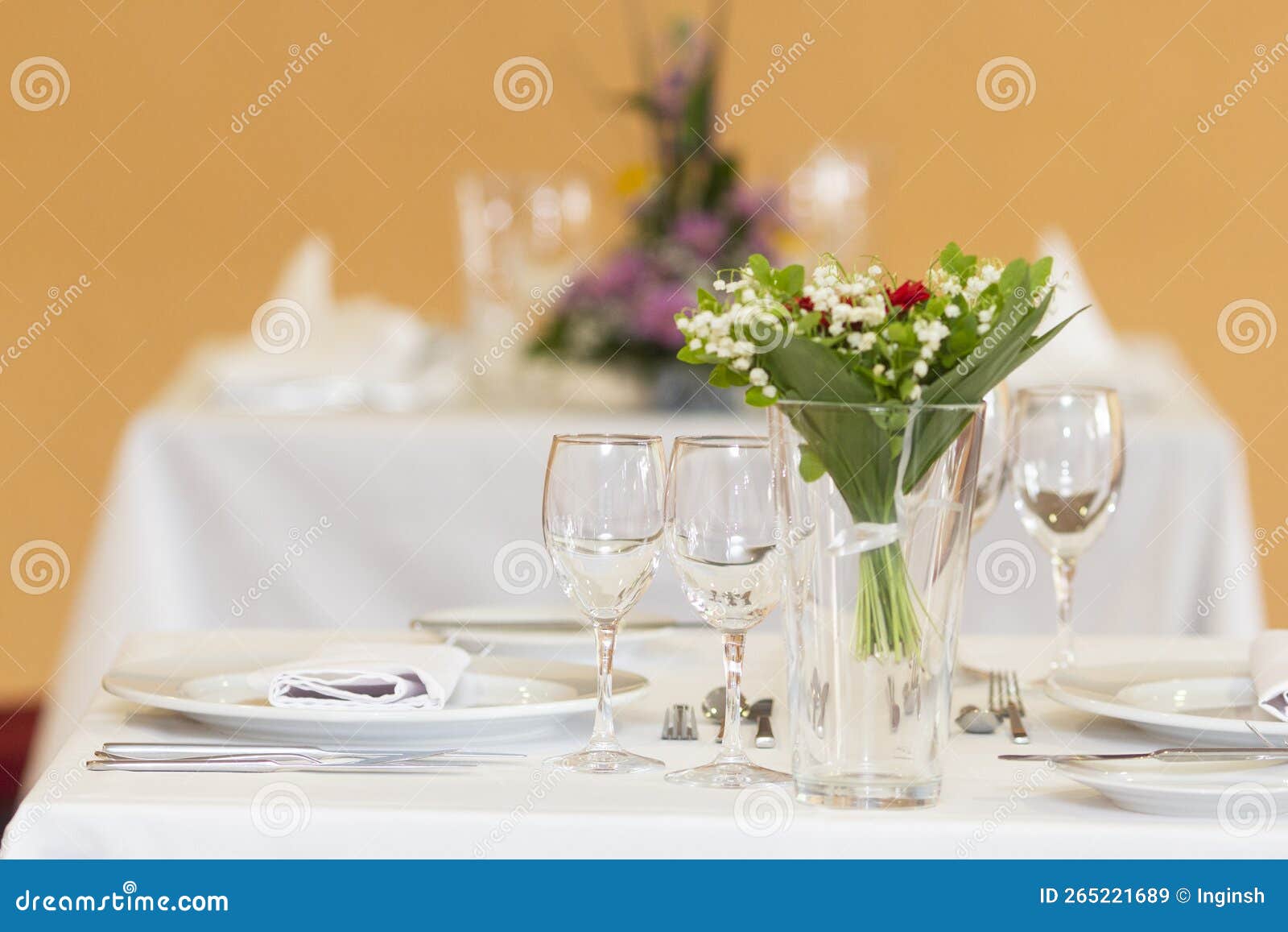 Served Dinner Table in a Restaurant. Restaurant Interior Stock Image ...
