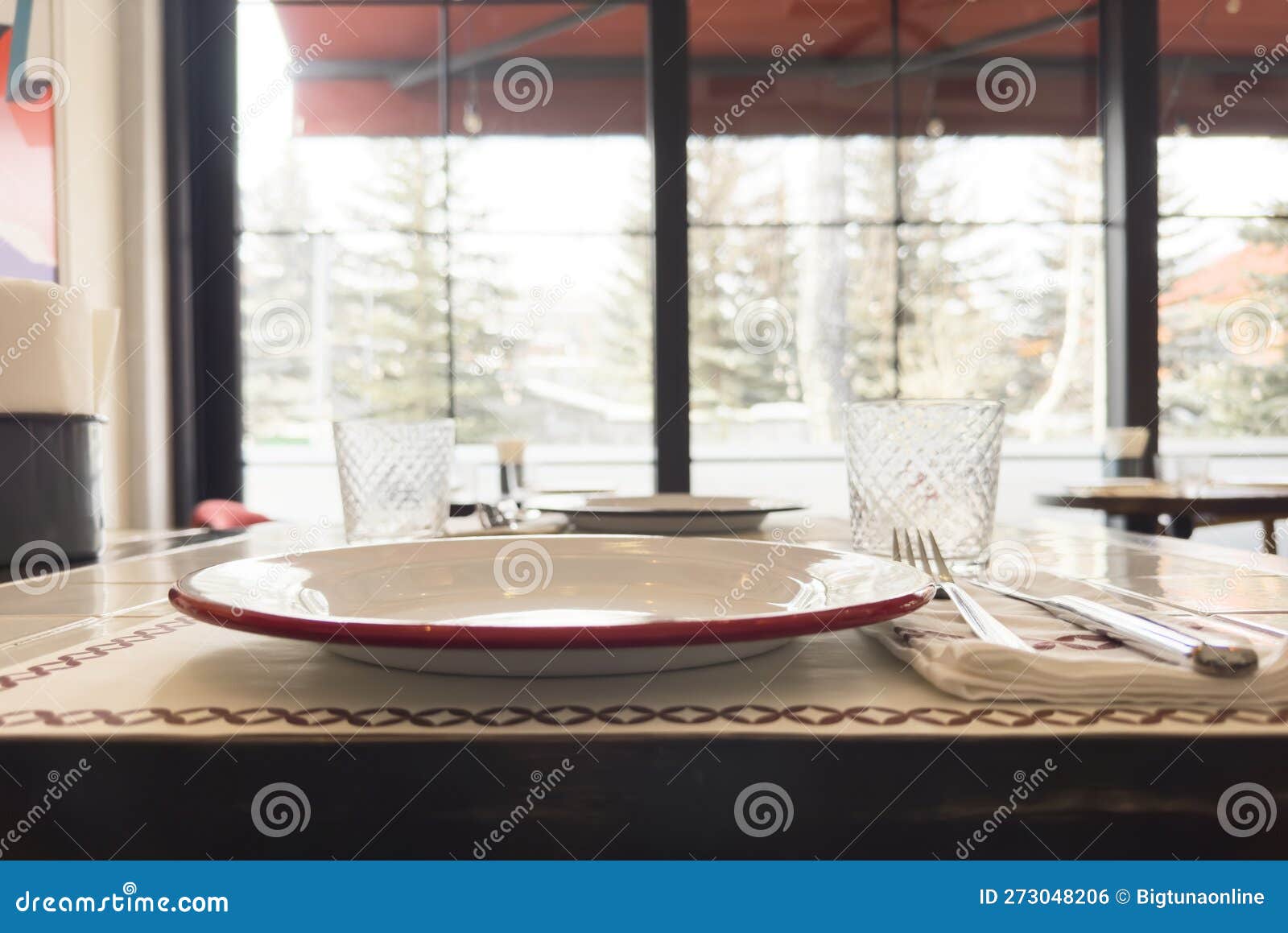 Served Dinner Table in a Restaurant. Restaurant Interior Stock Photo ...